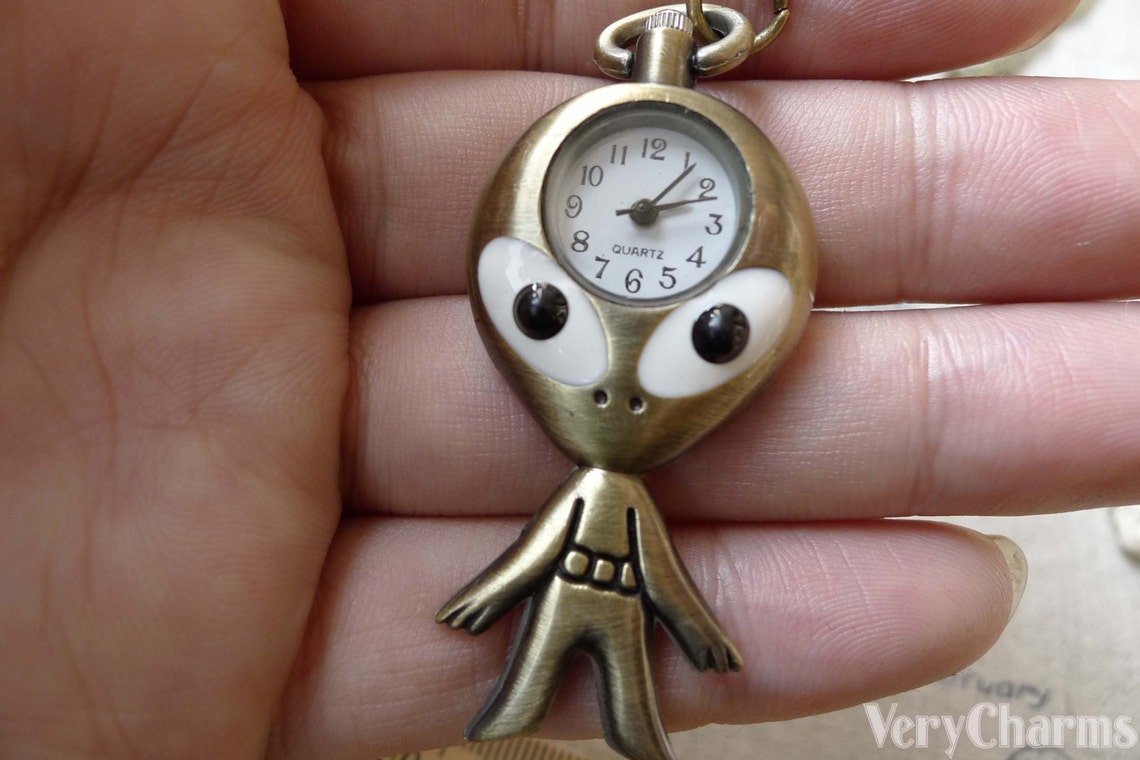 1 PC Antique Bronze Alien Pocket Watch 55mm A6193 - Etsy