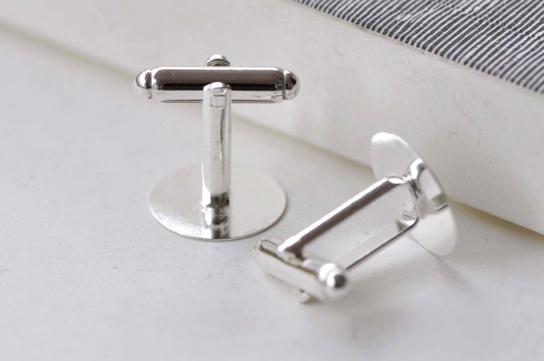 Silver Cuff Link Cufflink Blanks With 15mm Large Pad Set of 10 (5pairs ...