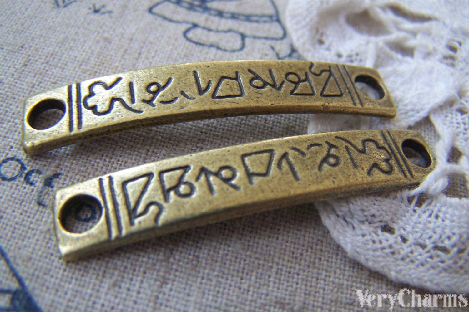 10 Pcs of Antique Bronze Symbol Sign Curved Bar Bracelet - Etsy