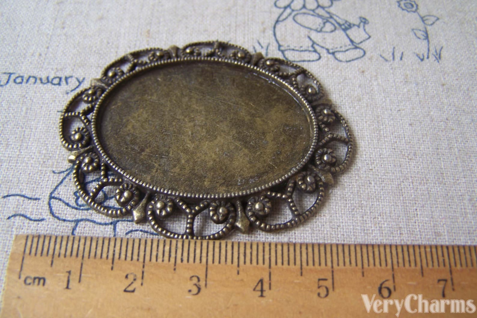 6 Pcs of Antique Bronze Filigree Oval Cameo Base Bezel Settings Match ...