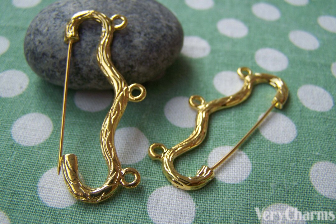 10 Pcs of Gold Plated Safety Pins Bow Broochs 18x46mm A3049 - Etsy