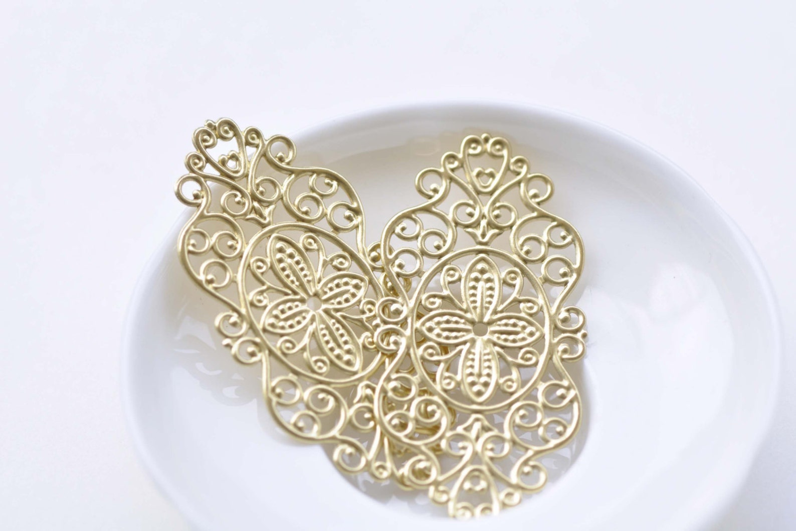 Raw Brass Long Flat Filigree Floral Embellishments Stamping - Etsy