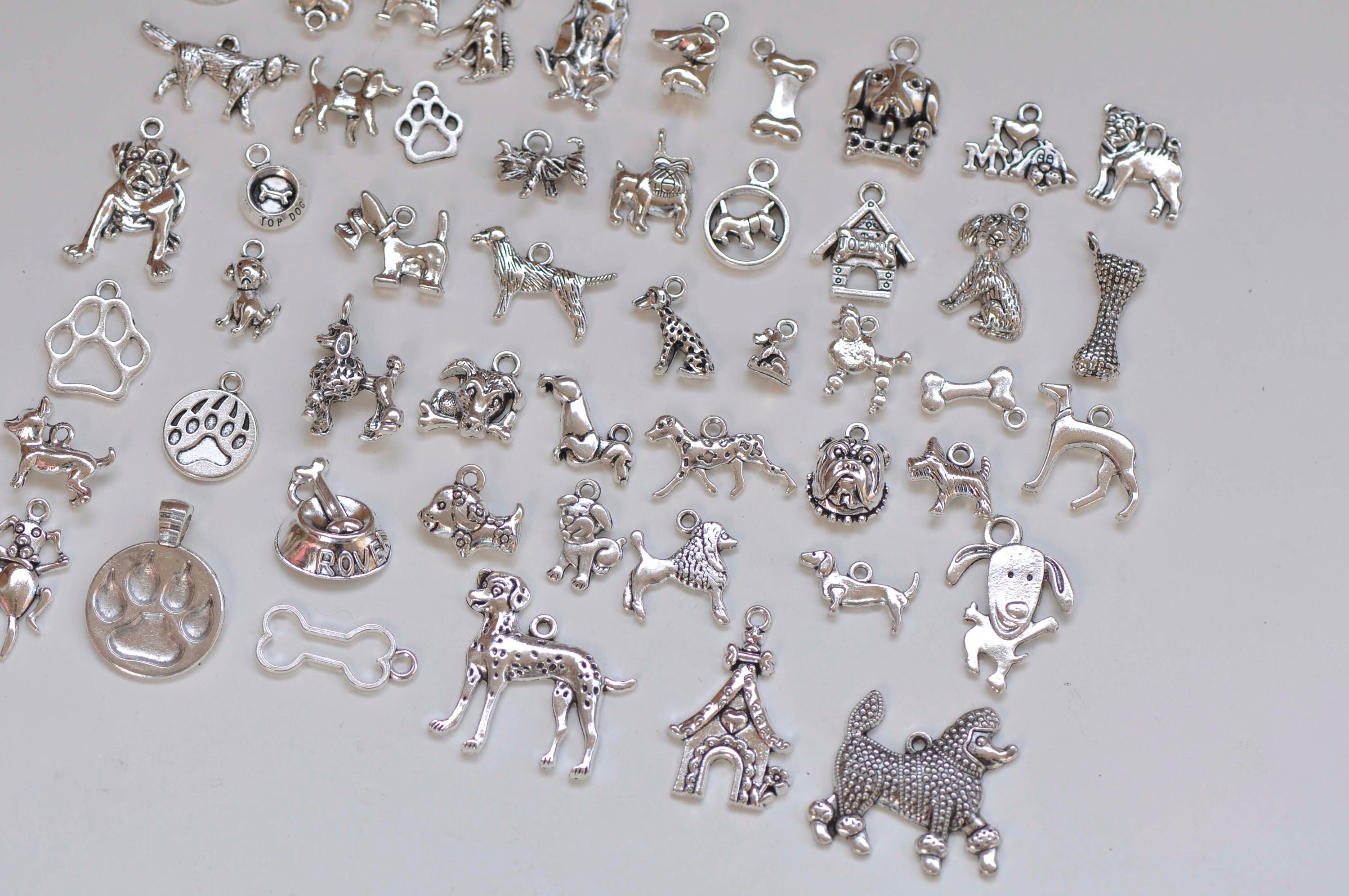 Antique Silver Dog Pet Themed Charms Mixed Styles Set of 50 - Etsy