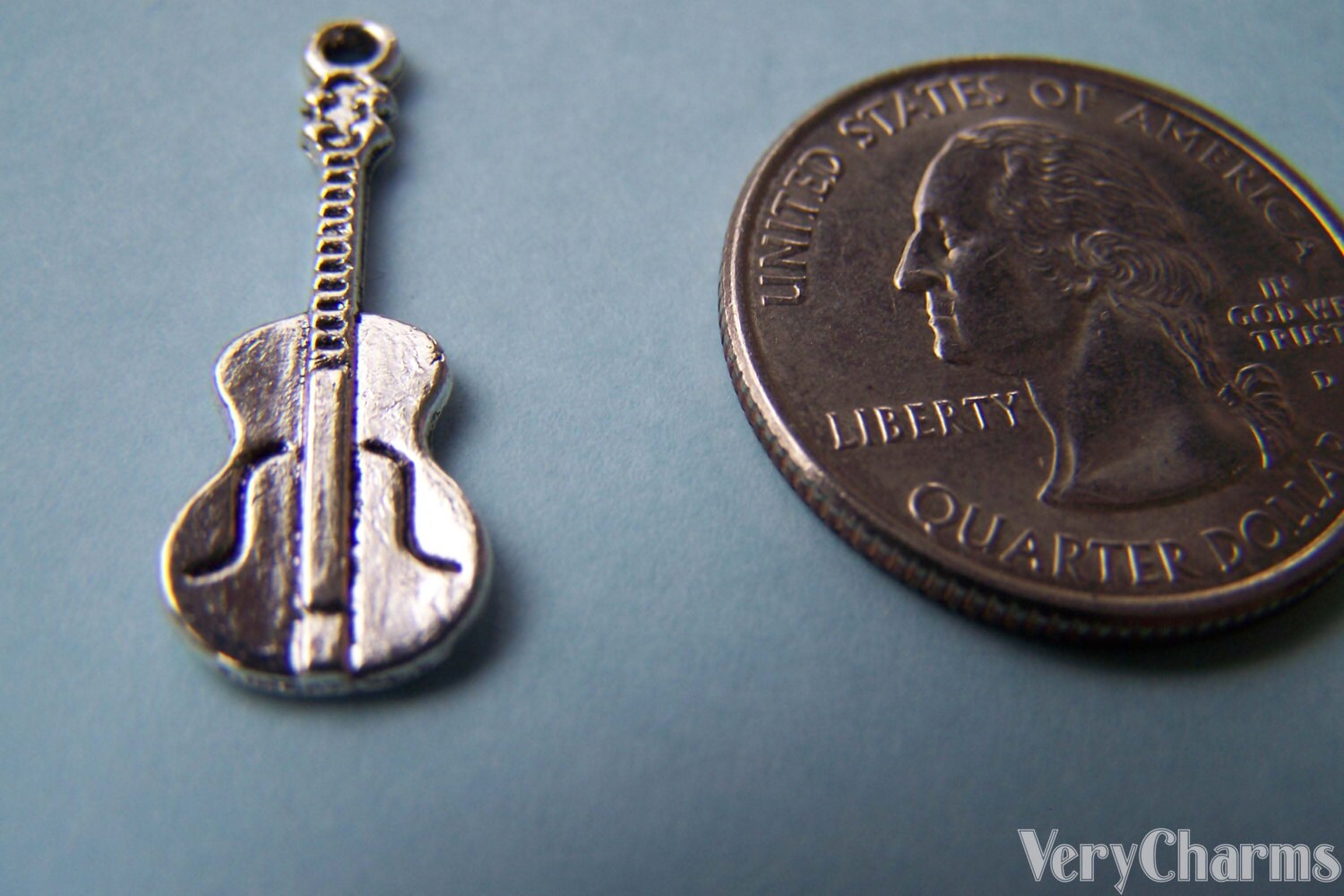 10 pcs of Antique Silver Guitar Instrument Charms 10x27mm | Etsy