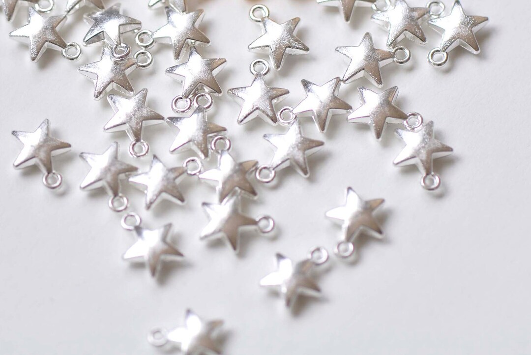 Shiny Silver Puffy Star Charms Blank Charms 7mm Set of 50 Pcs A8769 - Etsy