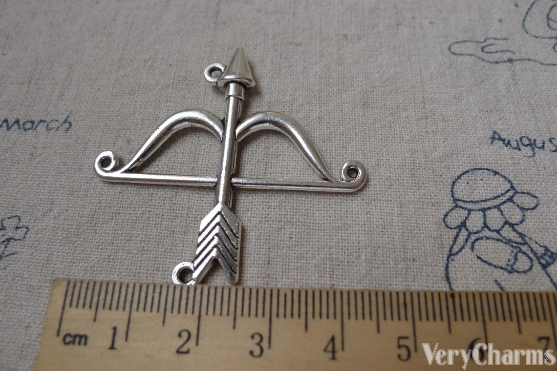 10 Pcs of Antique Silver Bow and Arrow Connectors Charms Pendants ...
