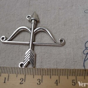 10 Pcs of Antique Silver Bow and Arrow Connectors Charms Pendants ...