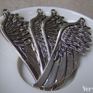 6 Pcs of Antique Silver Feather Wing Charms Pendants 22x54mm A3235 - Etsy