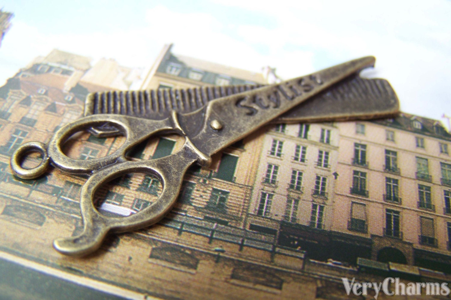 Barber Shop Stylist Scissors and Comb Charms Antique Bronze - Etsy