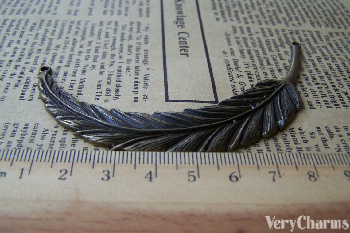 4 Pcs Antique Bronze Super Large Feather Pendants 17x95mm A420 - Etsy