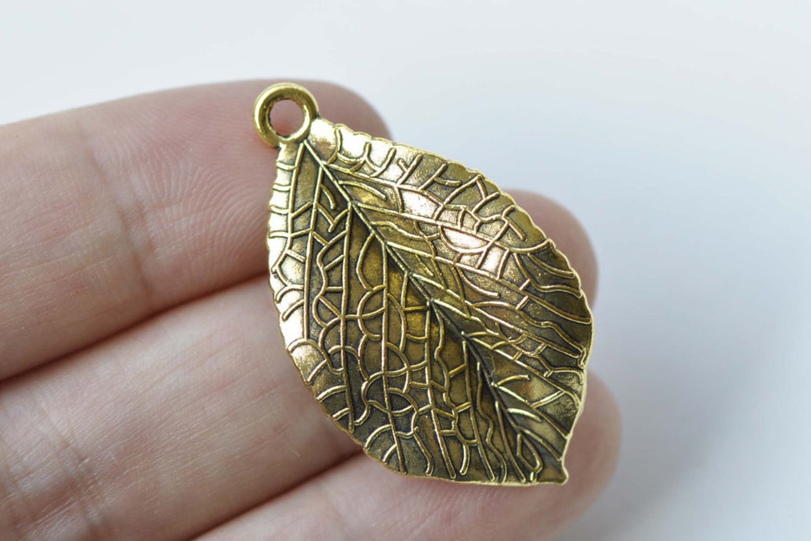 10 Pcs of Antique Gold Tree Leaf Charms 20x35mm A8774 - Etsy