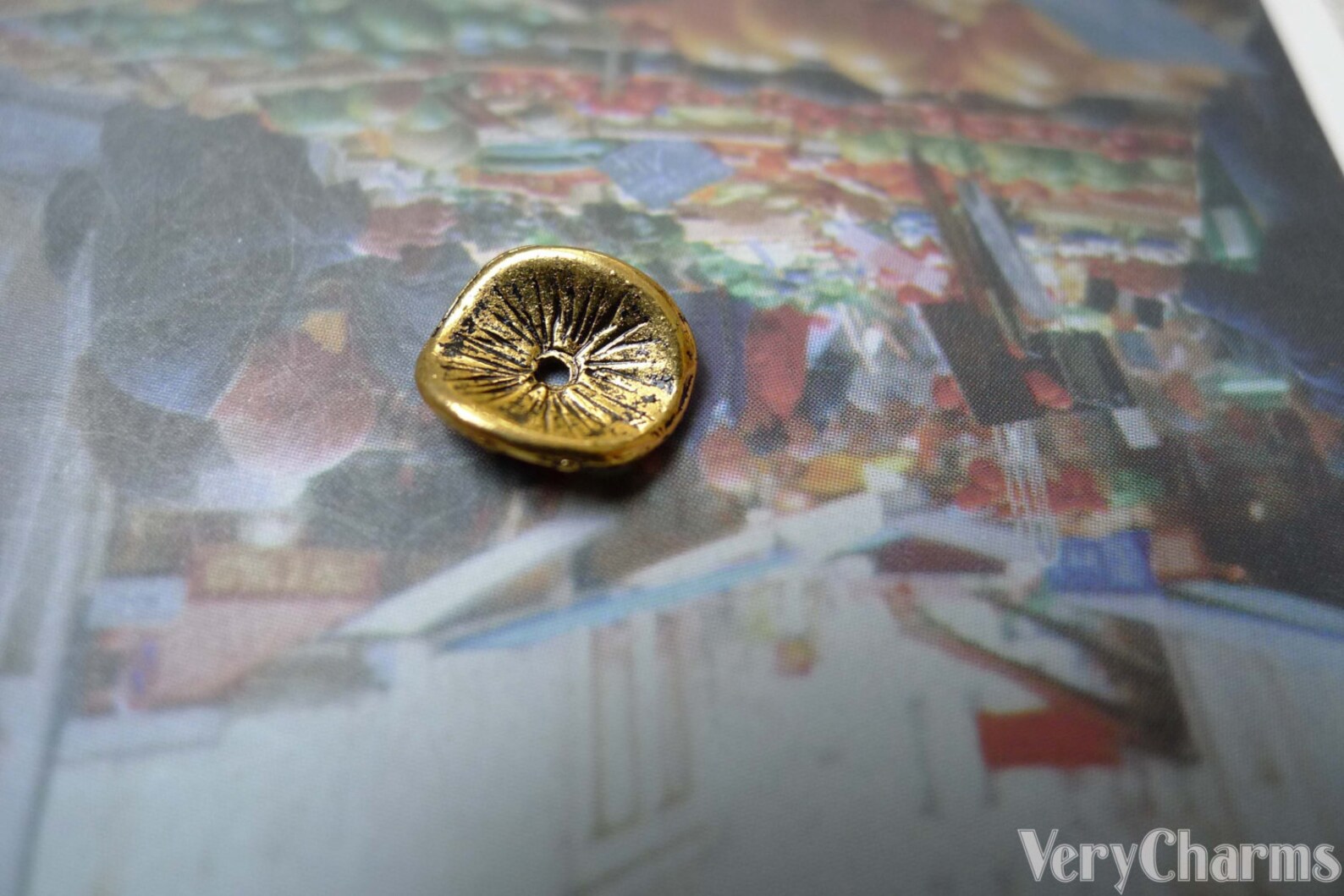 50 Pcs Antique Gold Curved Round Potato Chip Spacer Disc Beads - Etsy