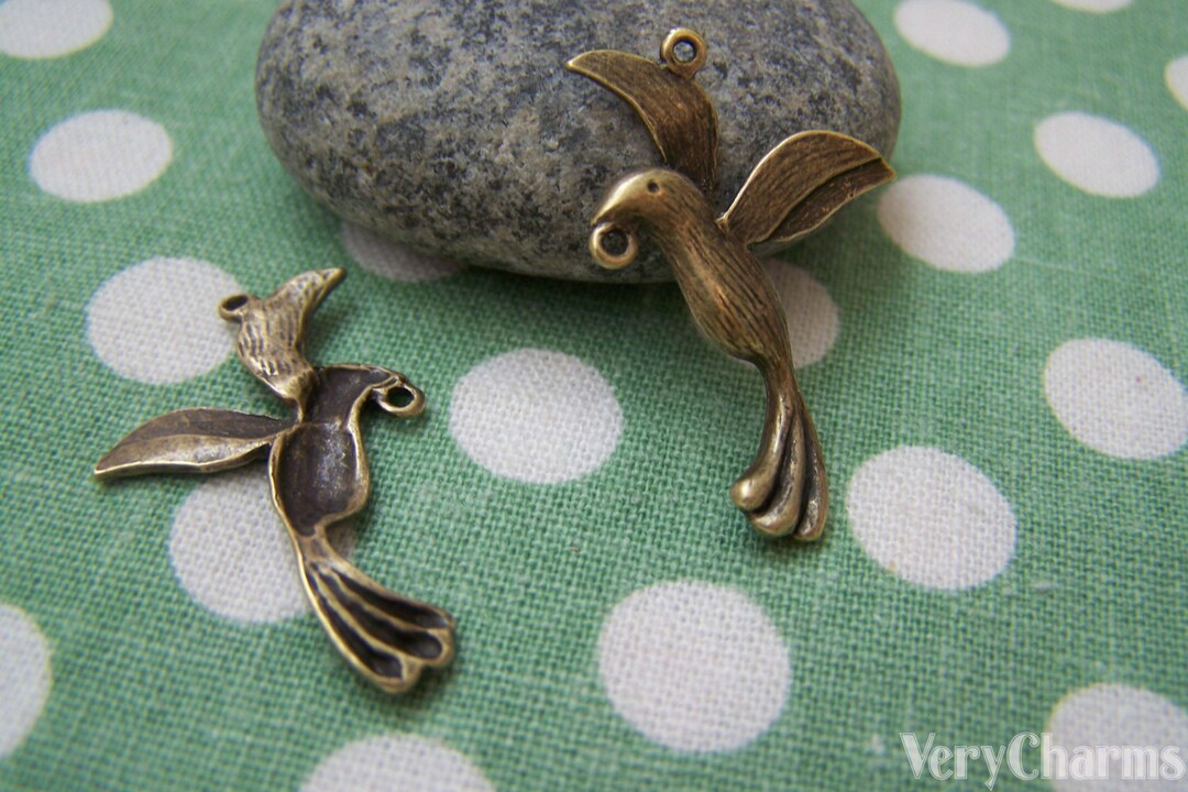 20 Pcs Antique Bronze Hummingbird Bird Connector Charms 18x30mm A256 - Etsy