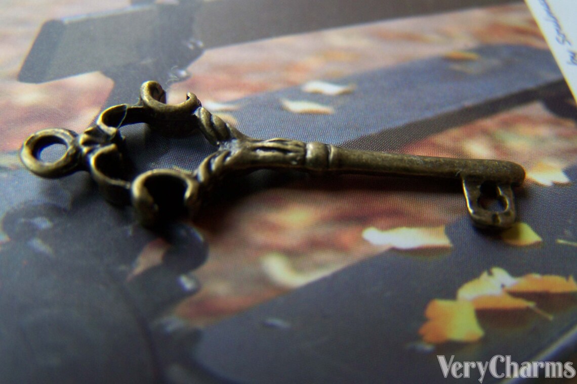 10 Pcs of Antique Bronze Skeleton Key Charms 10x30mm A193 - Etsy
