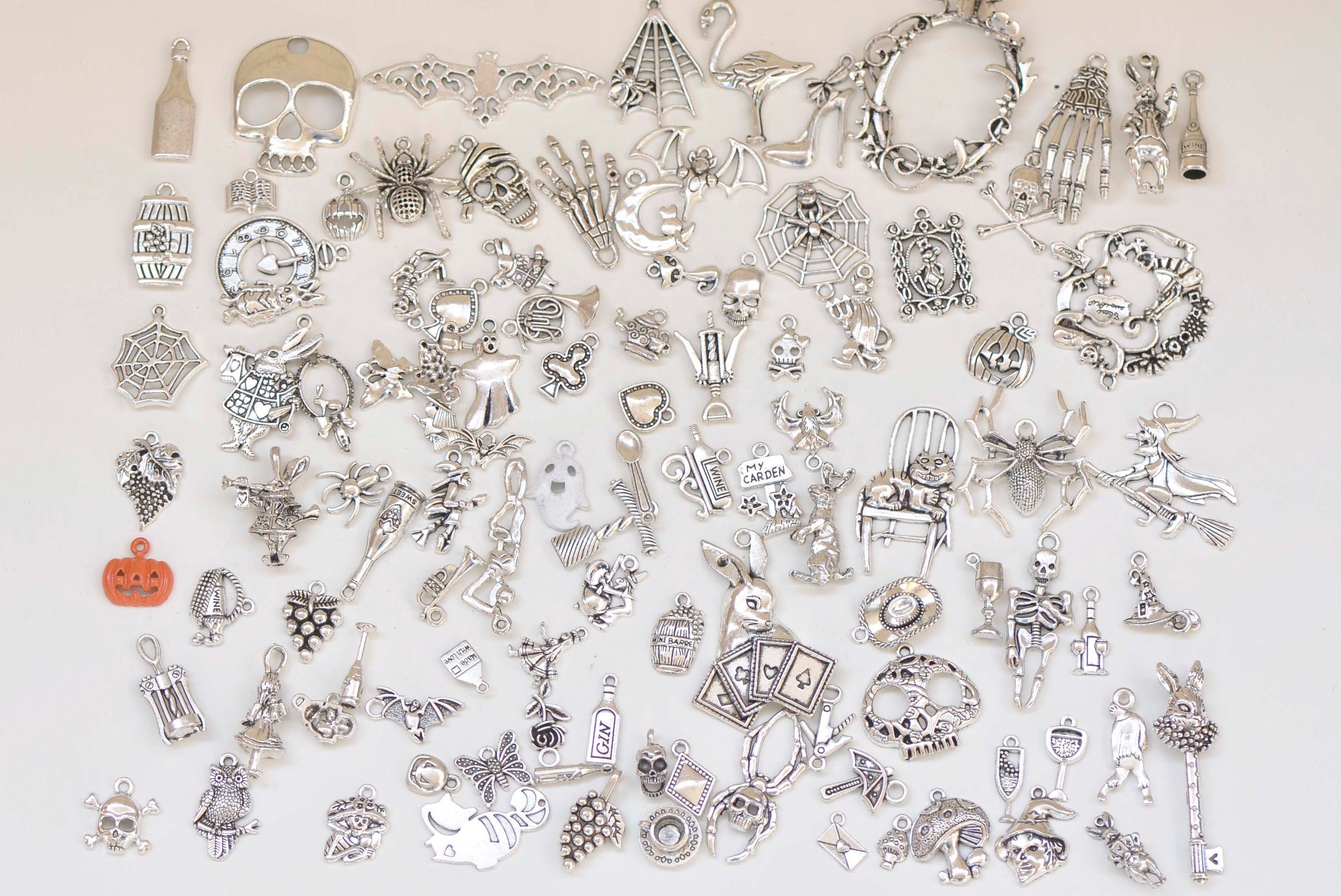 Antique Silver Alice in Wonderland Charms Mixed Styles Set of - Etsy
