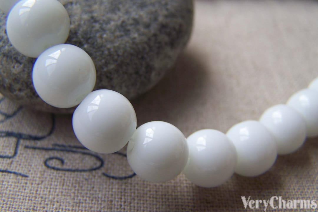12.6 Inches Strand (40pcs) of Milky White Round Beads 8mm A3933 - Etsy