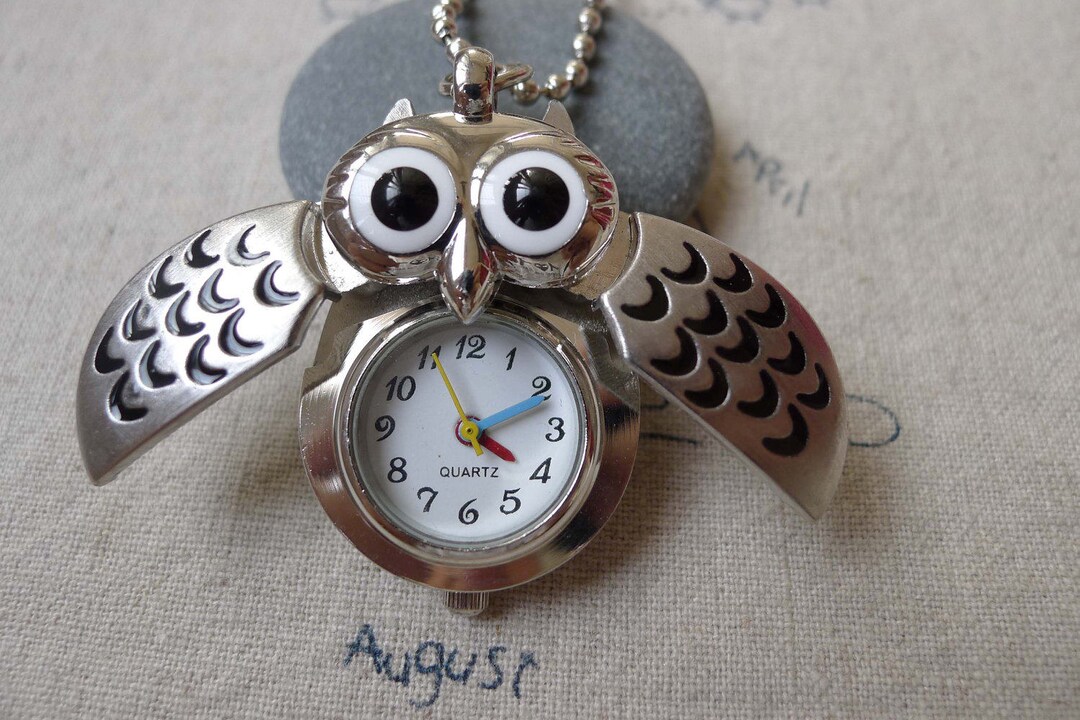 1 PC Antique Silver Owl Wing Pocket Watch 25x40mm A7241 - Etsy