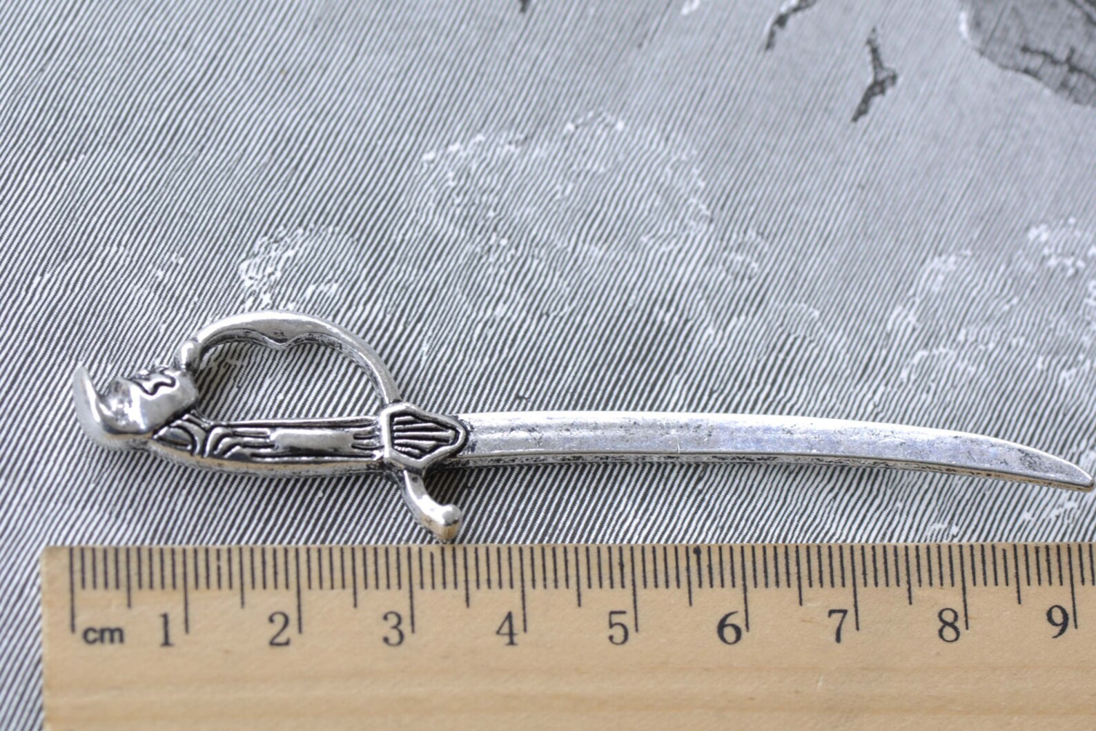 Antique Silver Japanese Blade Katana Sword Pendant Charms 23x93mm Set ...