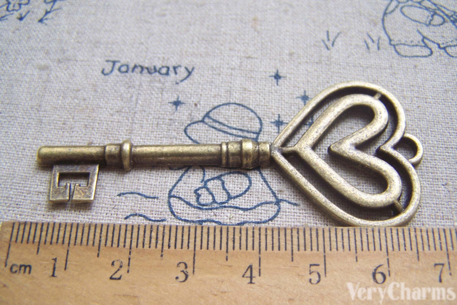 6 Pcs of Antique Bronze Double Heart Key Pendants Huge Size - Etsy