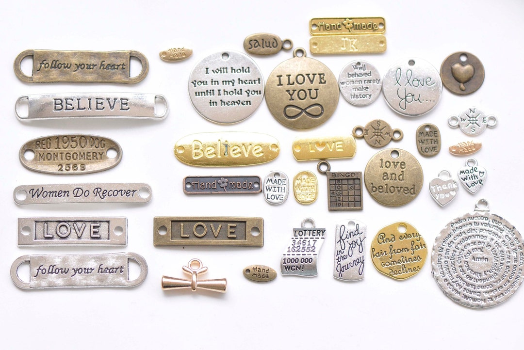 Antique Bronze/silver Charms With Sayings Inspirational Quotes Mixed ...