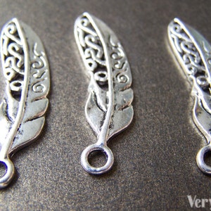 10 Pcs of Antique Silver Filigree Feather Charms 10x38mm A4193 - Etsy