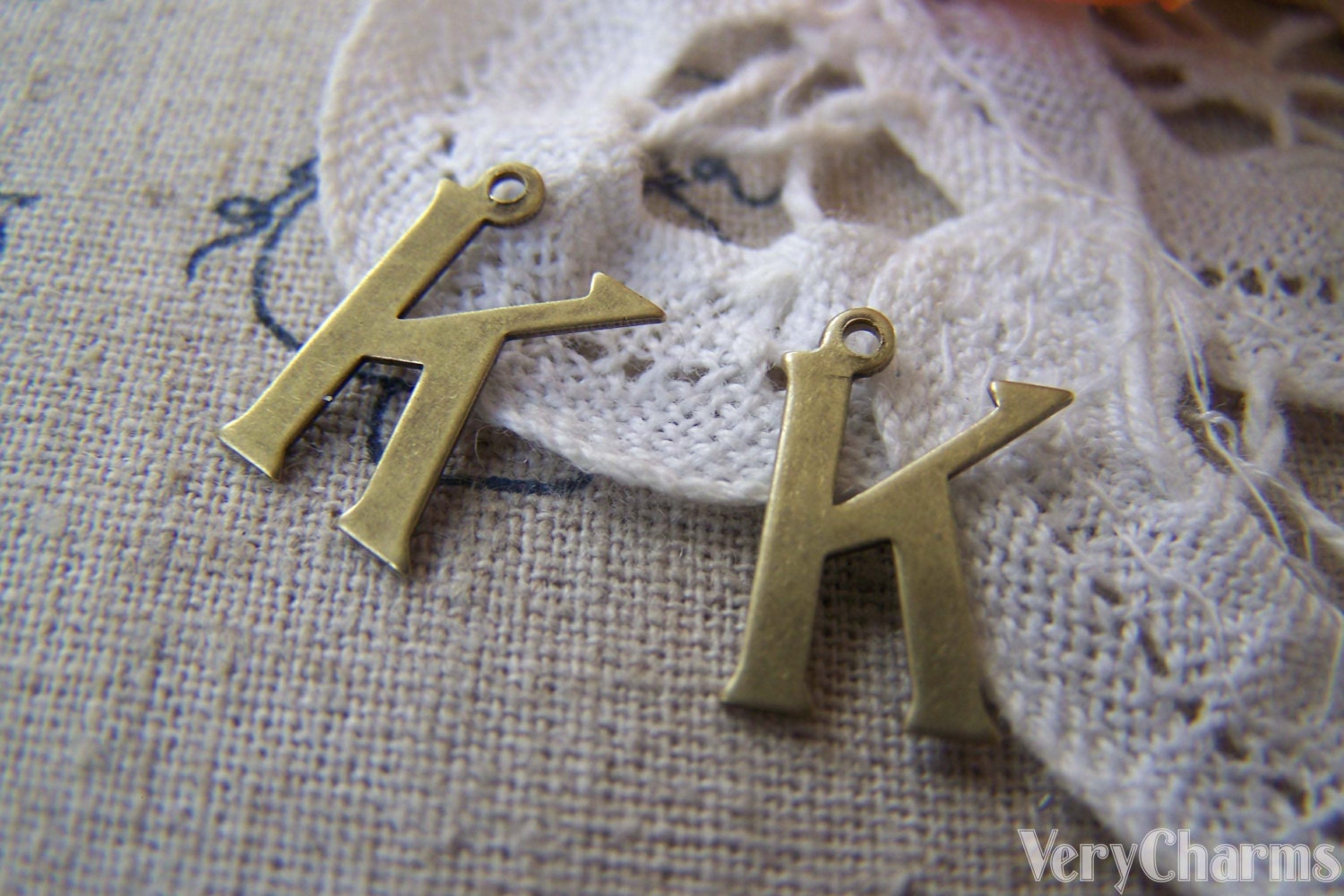 10 Pcs of Antique Bronze Brass Alphabet Letter K Charms - Etsy