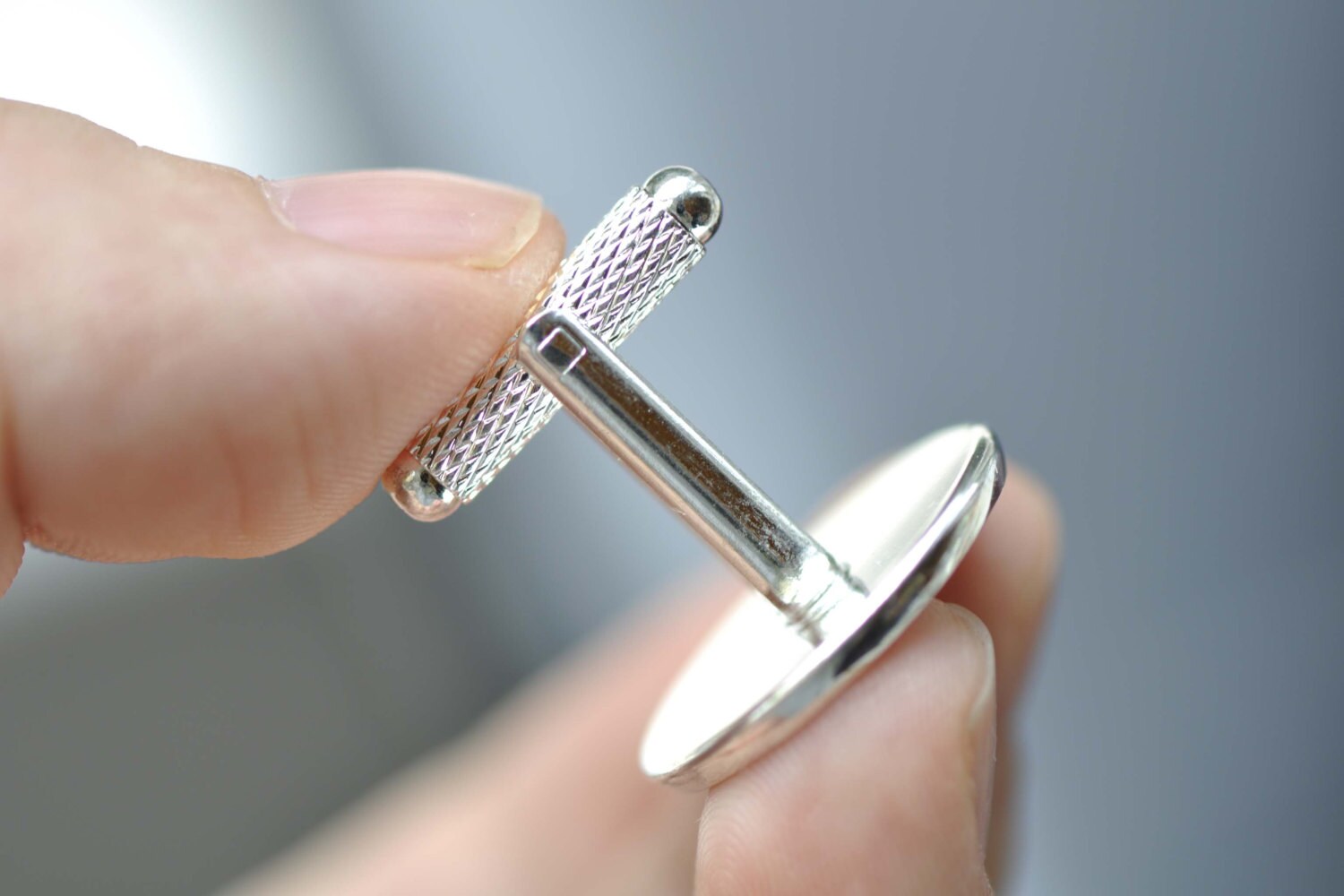 Silver Cuff Links Cufflinks With Round Bezel Setting Match 18mm ...