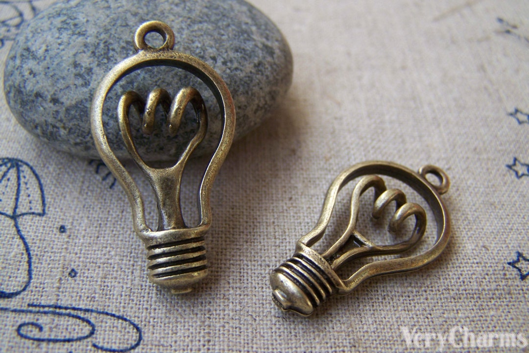 10 Pcs of Antique Bronze Lovely Bulb Charms 18x29mm A676 - Etsy