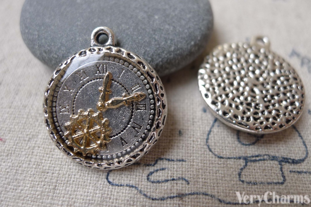 5 Pcs of Antique Silver Enamel Clock Charms Size 20x23mm A7088 - Etsy
