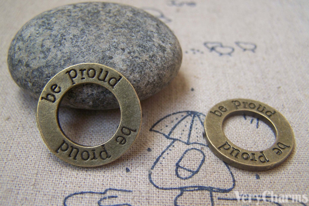 Antique Bronze Monogram Message Ring Circle Charms 22mm Double - Etsy