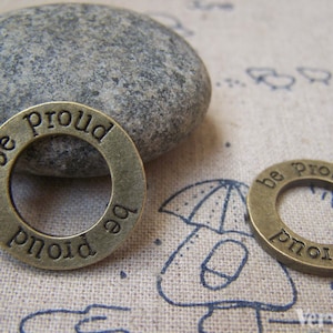 Antique Bronze Monogram Message Ring Circle Charms 22mm Double - Etsy