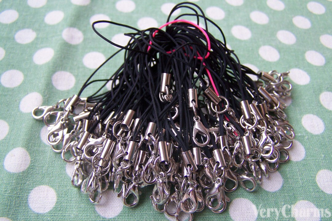 Black Strap Lariat Lanyard With 10mm Silver Lobster Clasp Cell Phone ...