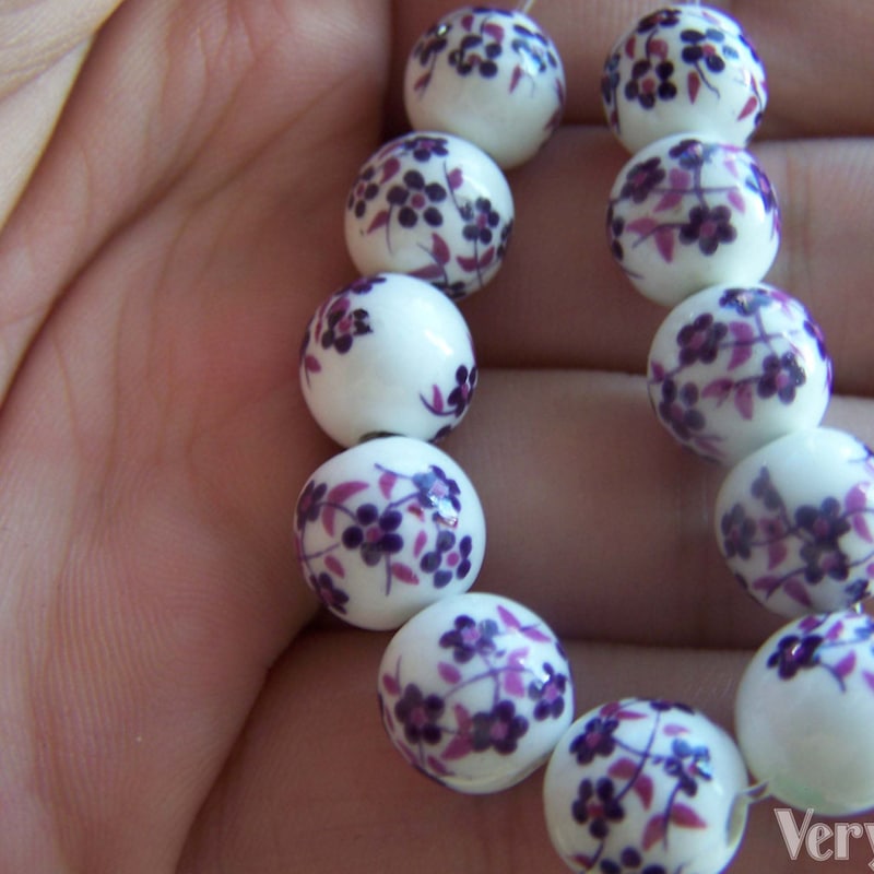 Purple Flower Beads - Etsy