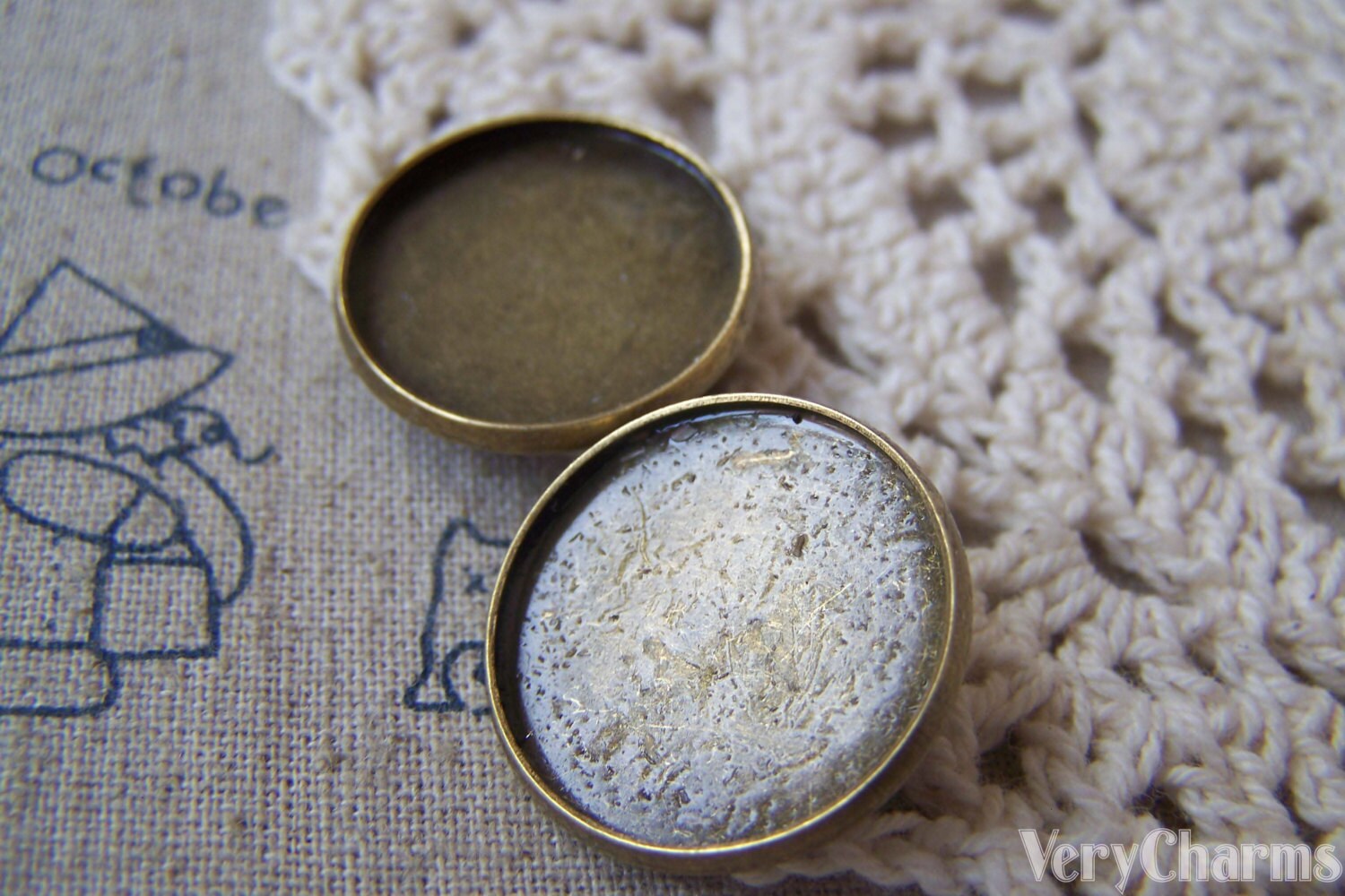 10 Pcs Antique Bronze Brass Round Base Bezel Brooch Back Match | Etsy