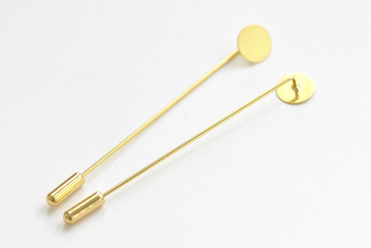 Gold Lapel Pin Stick Pin Clutch 65mm/93mm With 10mm Pad - Etsy