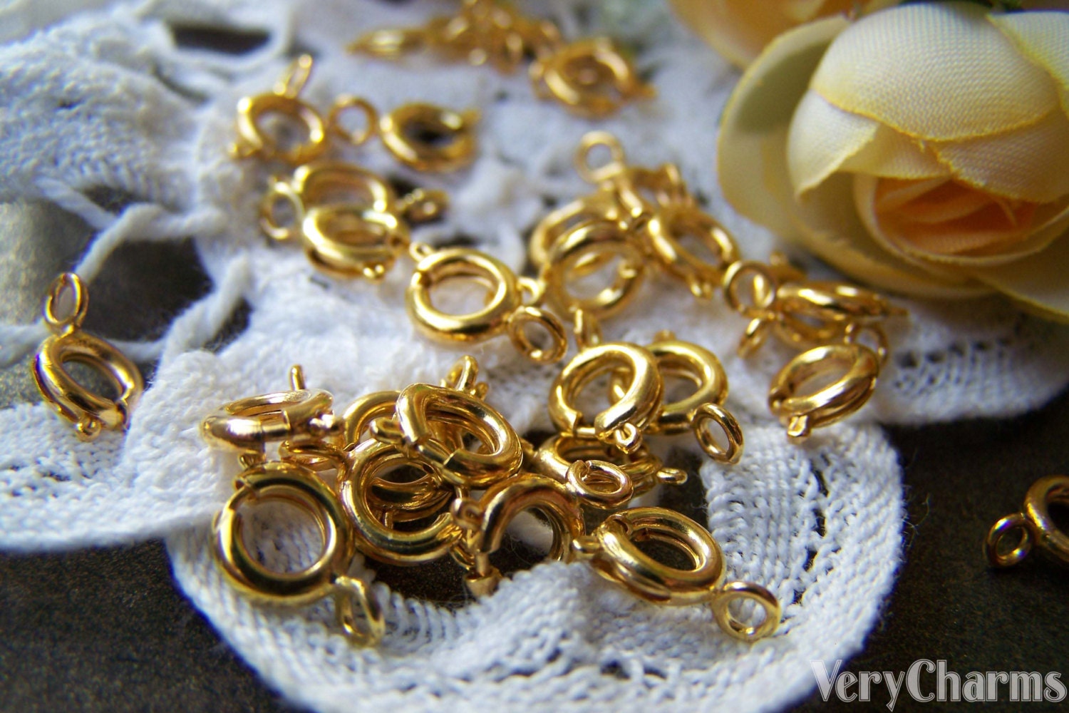 50 Pcs of Gold Tone Brass Spring Ring Clasps 6mm A3496 - Etsy