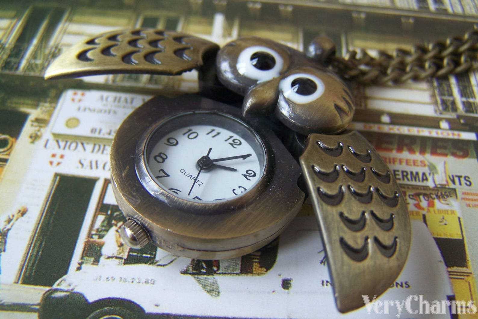 1 PC Antique Bronze Owl Wing Pocket Watch Pendant 25x40mm - Etsy