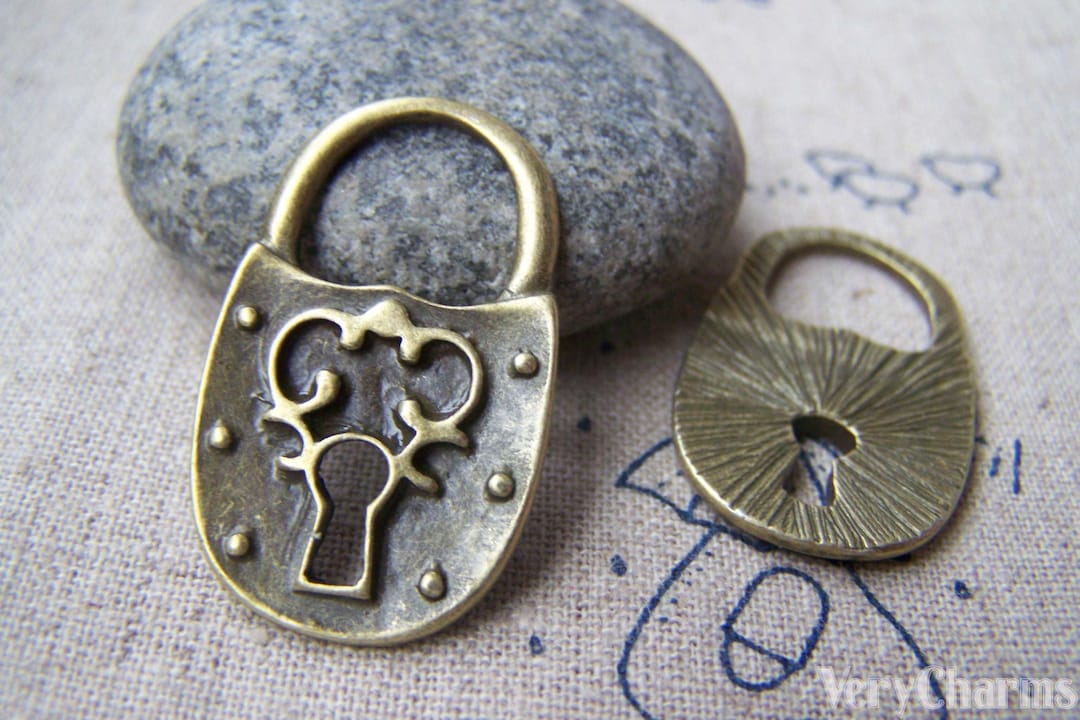 10 Pcs of Antique Bronze Lovely Lock Charms 20x32mm A2437 - Etsy