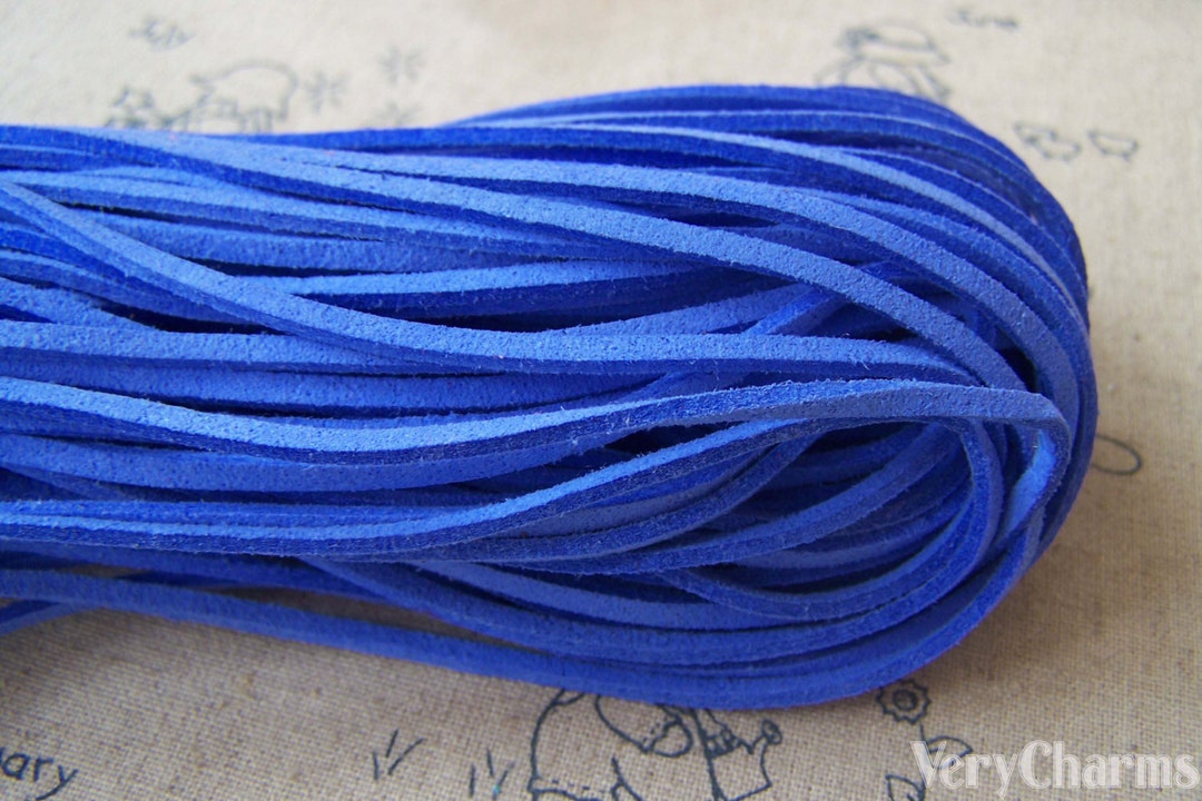 10 Meters of Square Blue Suede Faux Leather Ribbon Cords String A4342 ...