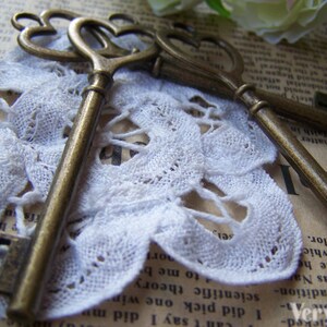 Heart Key Pendants Antique Bronze Skeleton Key Charms Large Size ...