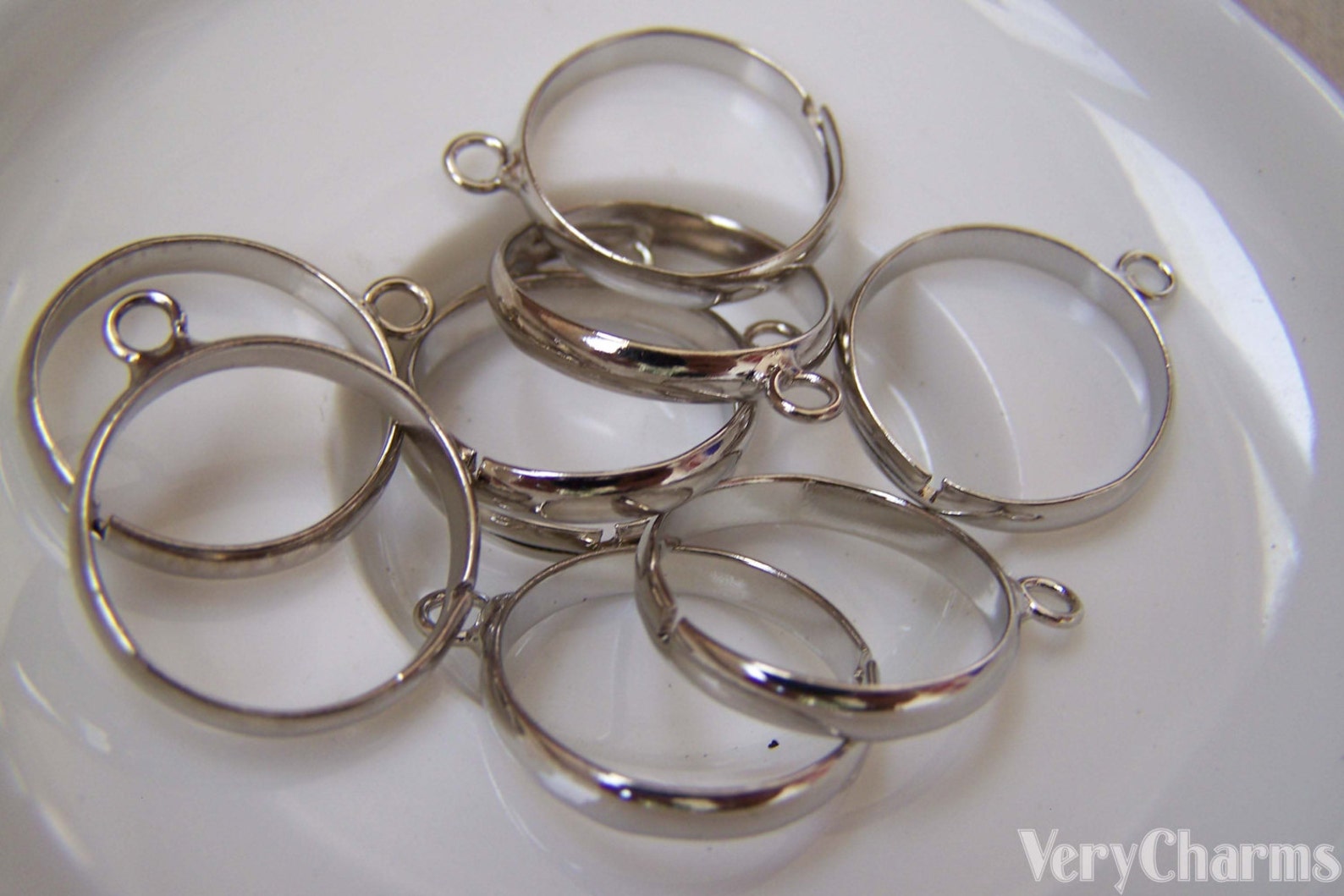 Single Loop Ring Bases Platinum Tone Brass Adjustable Ring | Etsy