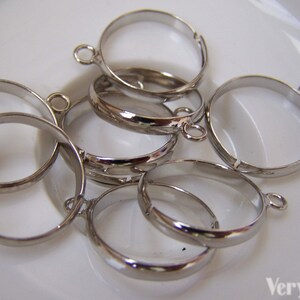 Single Loop Ring Bases Platinum Tone Brass Adjustable Ring 20mm Set of ...