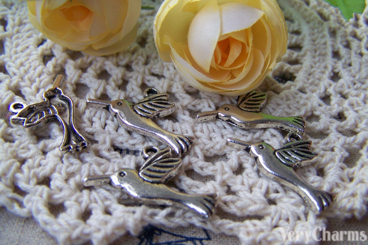 10 Pcs of Antique Silver Hummingbird Charms 13x25mm A829 - Etsy
