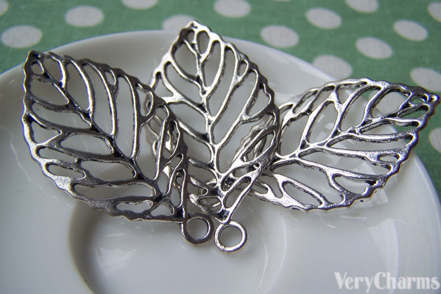 10 pcs of Antique Silver Filigree Leaf Charms Pendants 26x44mm | Etsy