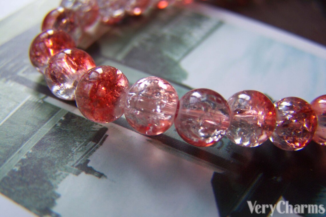Red Crackle Glass Beads 6mm Set of 30.7 Inches 140 Pcs A3907 - Etsy