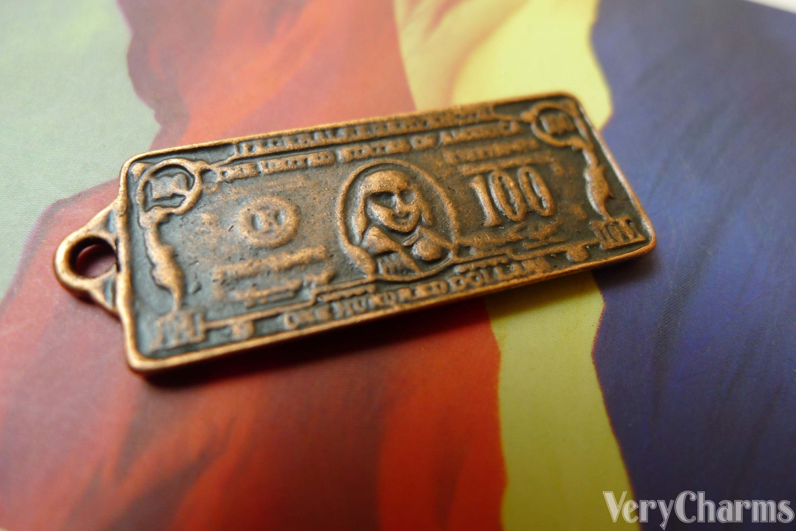 10 Pcs of Antique Copper One Hundred US Dollar Bill Money Charms ...