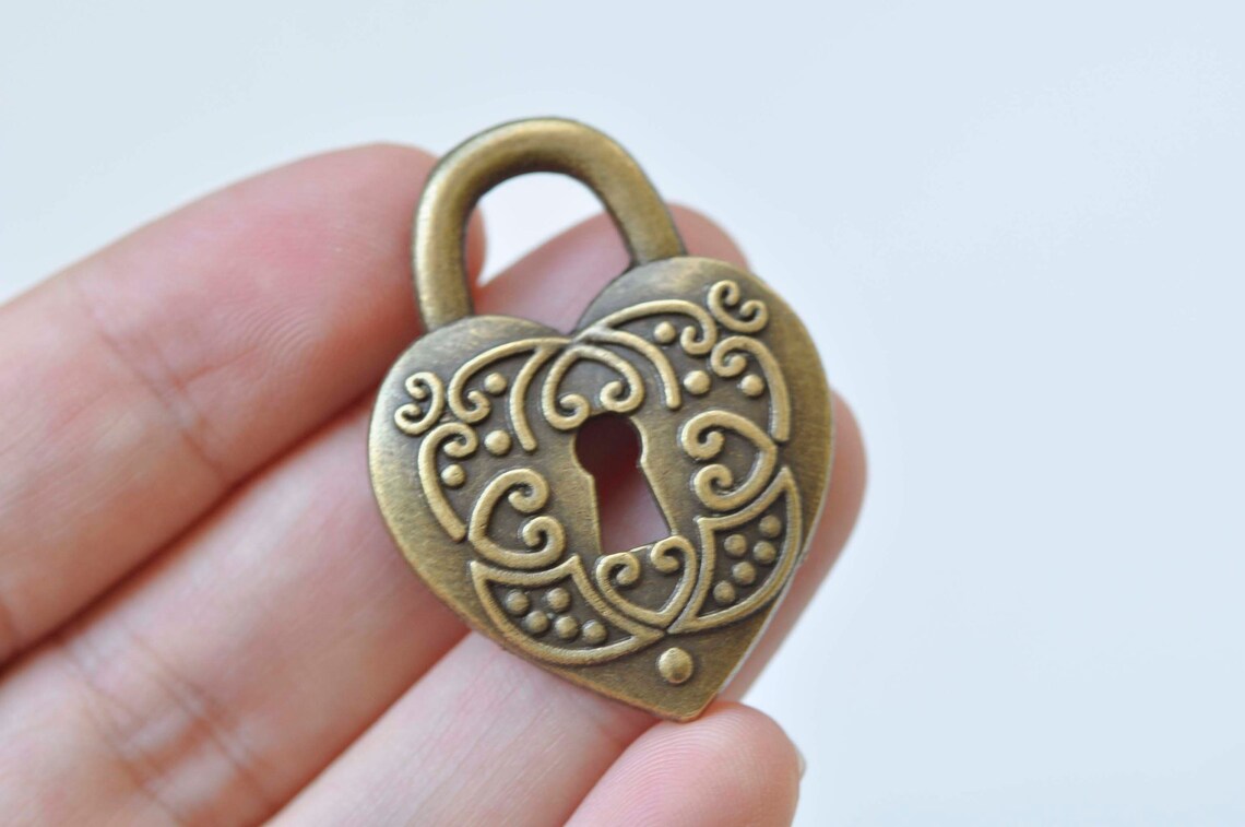 10 Pcs Antique Bronze Vintage Lock Pendants Charms 28x38mm A3976 - Etsy