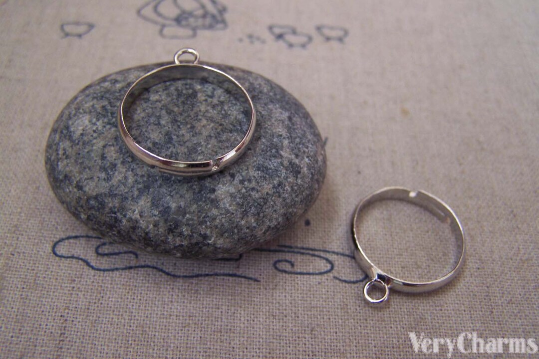 Single Loop Ring Bases Platinum Tone Brass Adjustable Ring 20mm Set of ...