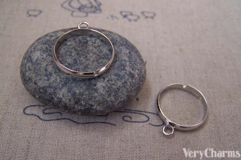 Single Loop Ring Bases Platinum Tone Brass Adjustable Ring | Etsy