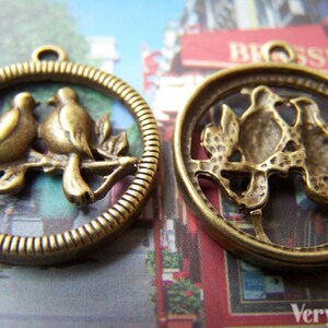 15 Pcs of Antique Bronze Two Love Birds Round Ring Charms 20mm A303 - Etsy